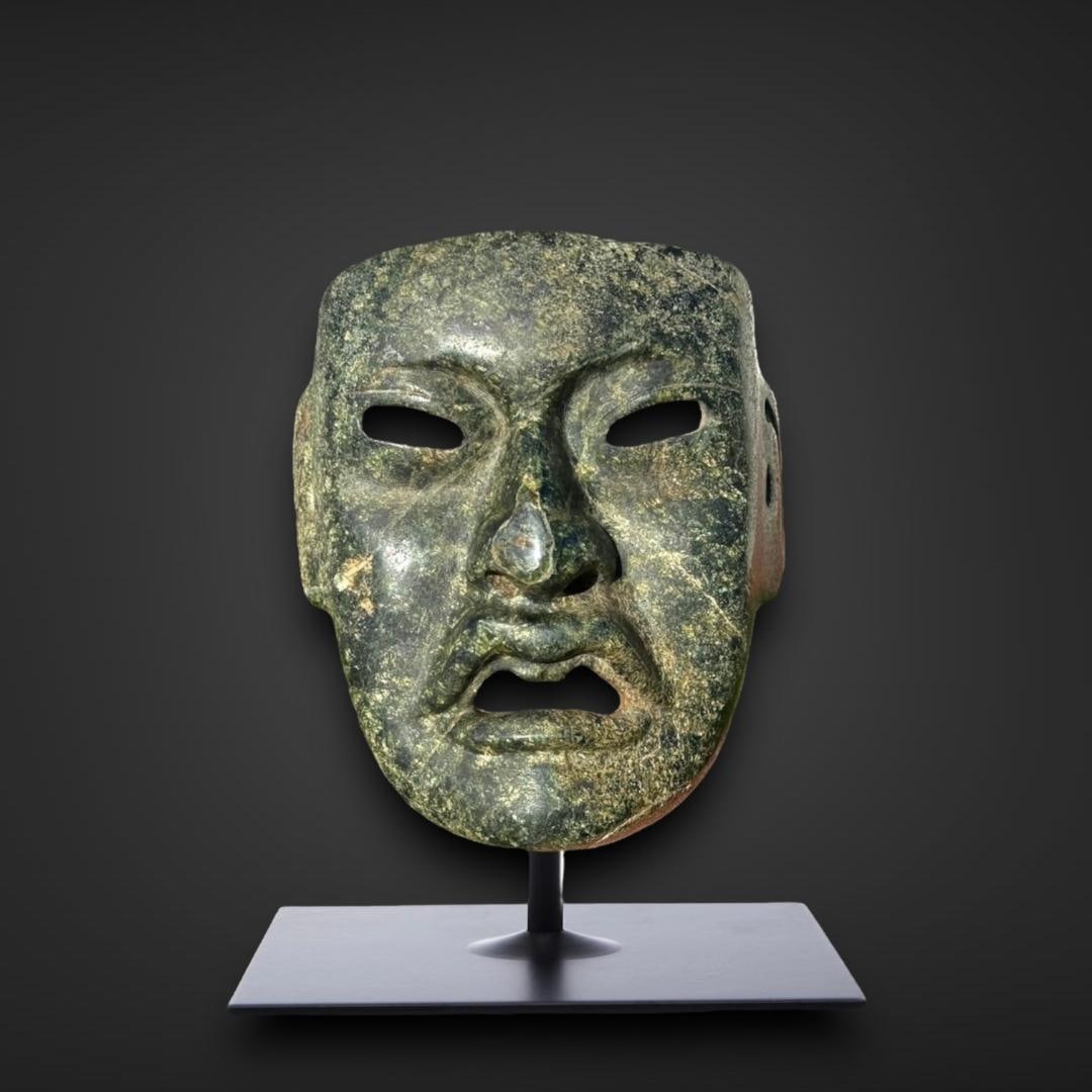 Pre-columbian Olmec Green Stone Mask Auction