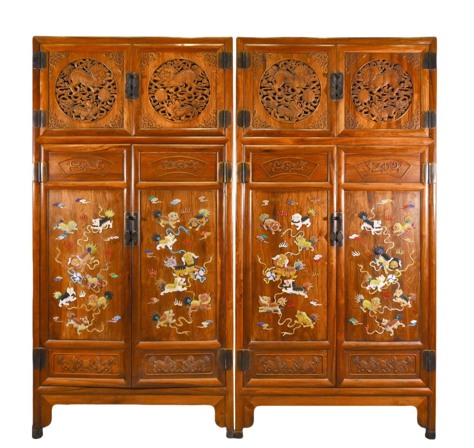 Huanghuali Wood Carved Multi-treasure Top Box Cabinet In Qing Dynasty ...