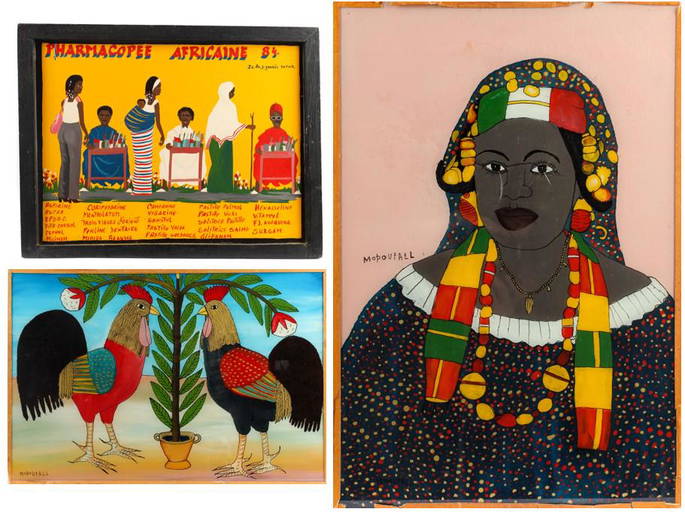 Three Senegalese Paintings, Including Reverse Glass (#0268) on Dec 11 ...