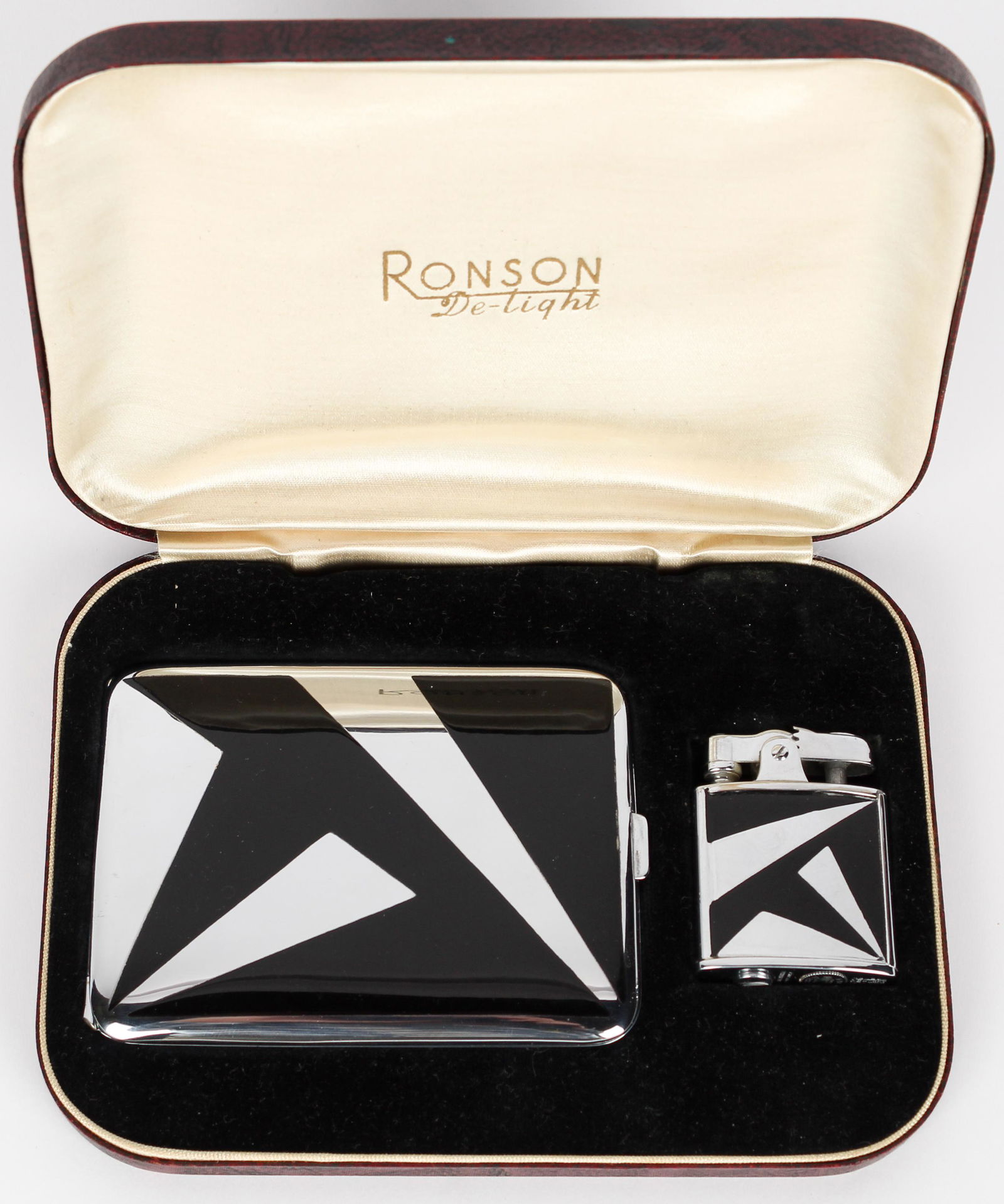Art Deco Ronson De-light Cigarette Smoking Set In Case Auction