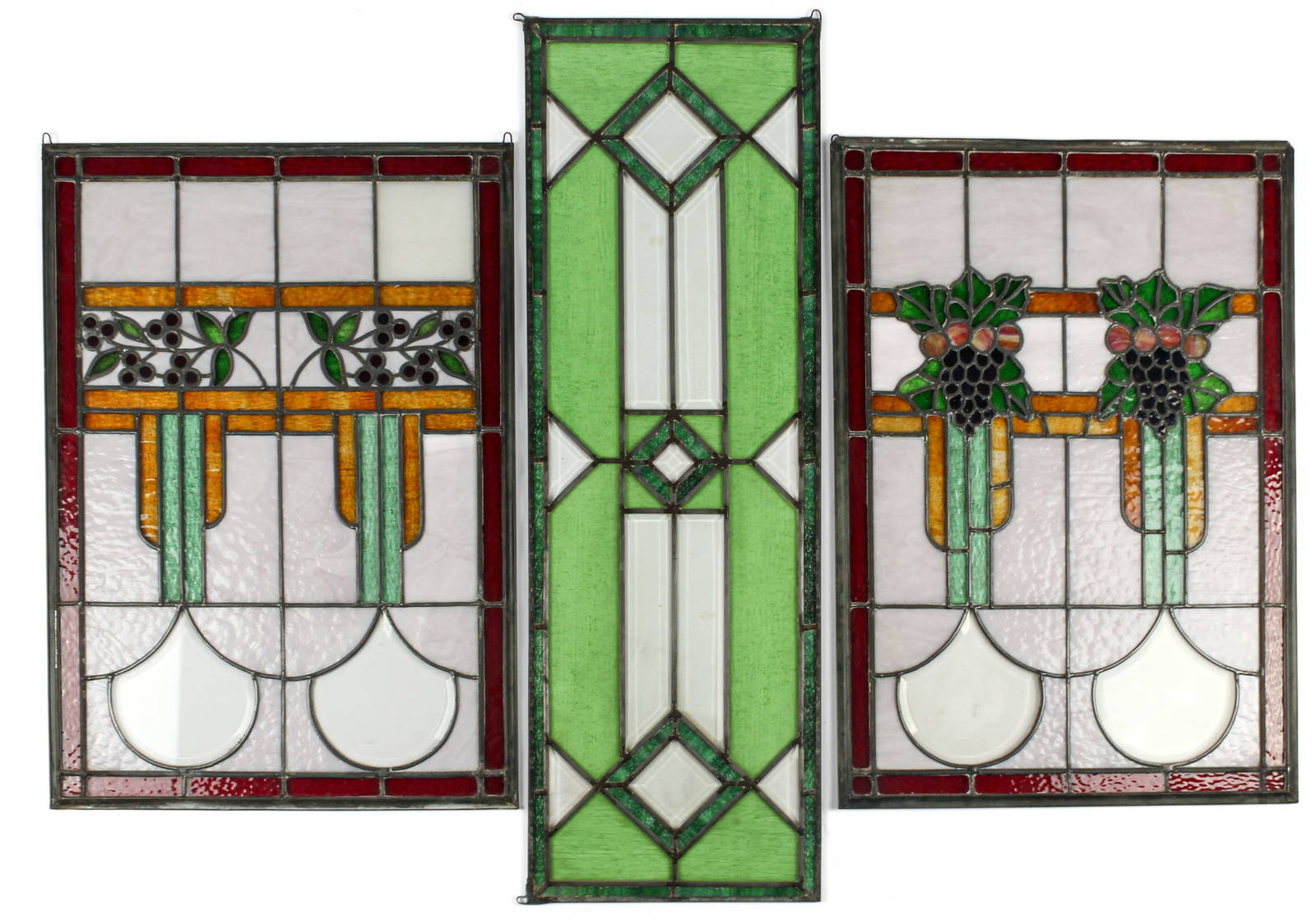 Three Stained Glass Panels Auction