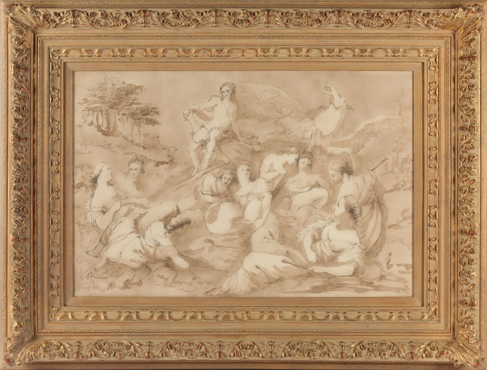 Large Old Master Style Allegorical Drawing Auction