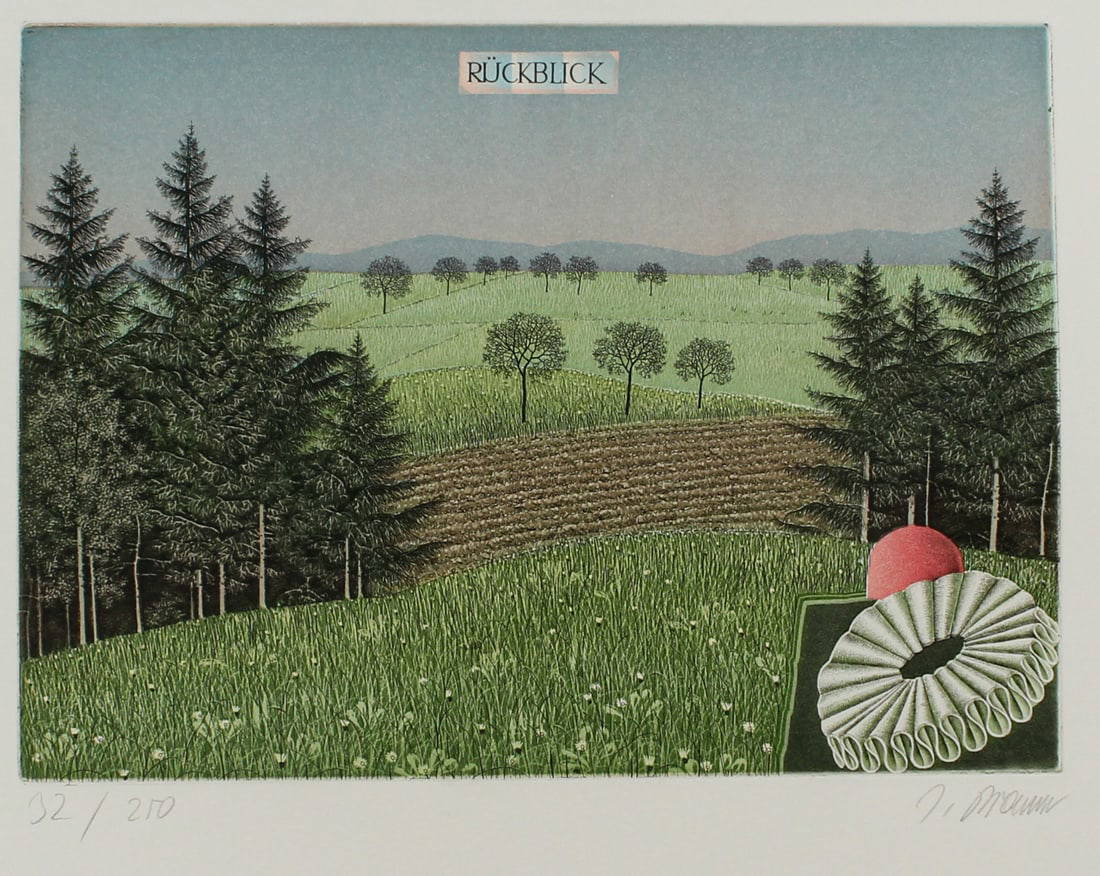 Josef Bramer (austrian, B. 1948) Ruckblick, Color Etching Auction