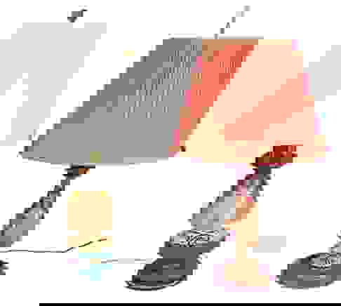 Frances Poole, Two American Folk Art Poole People Table Lamps Auction