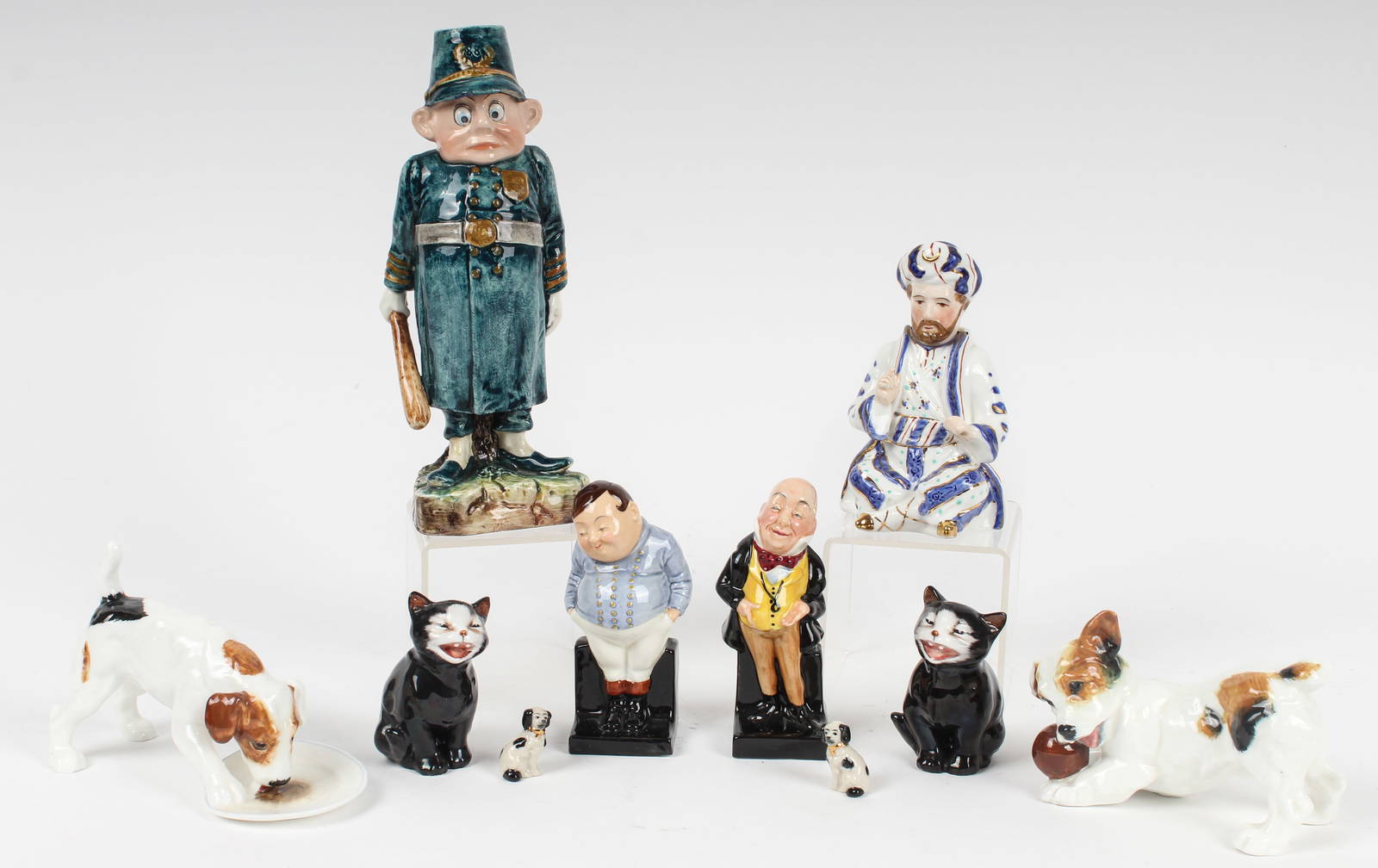English Porcelain Figurines Incl. Majolica Palmer Cox Brownie, Royal ...