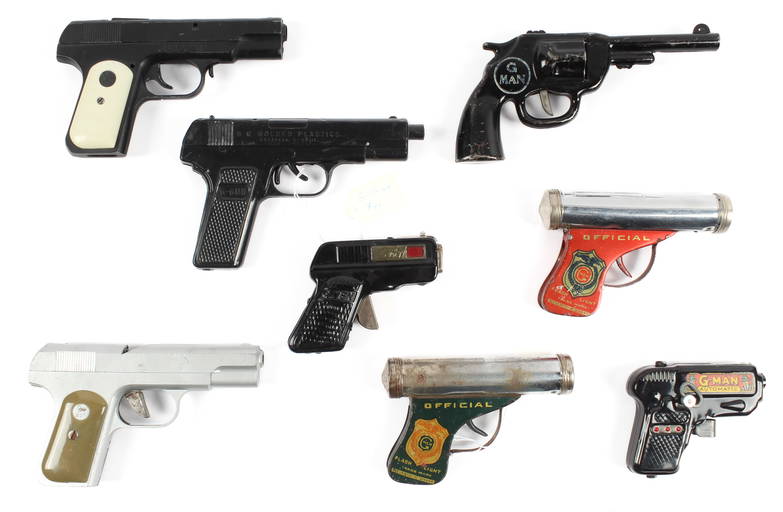 Eight Vintage G Man Fbi Toy Guns