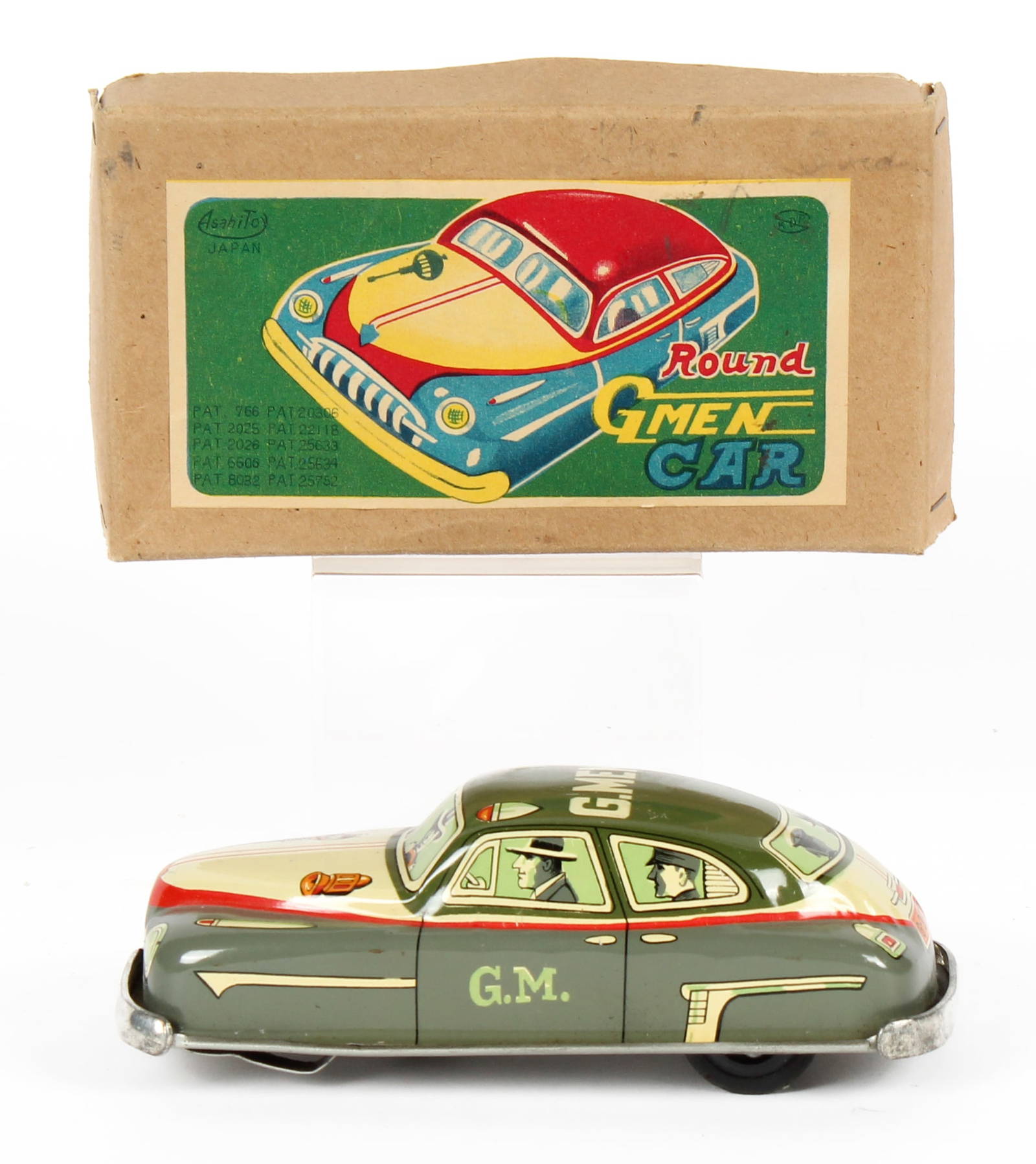 Asahi Japan Tin Litho Wind Up Toy Fbi G-men Car And Original Box Auction
