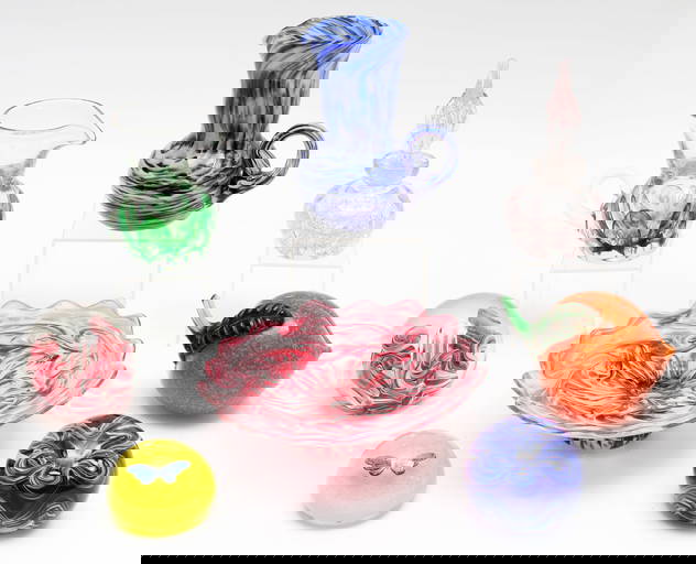 Zimmerman Art Glass Paperweights, Bottle, Bowl, Etc.