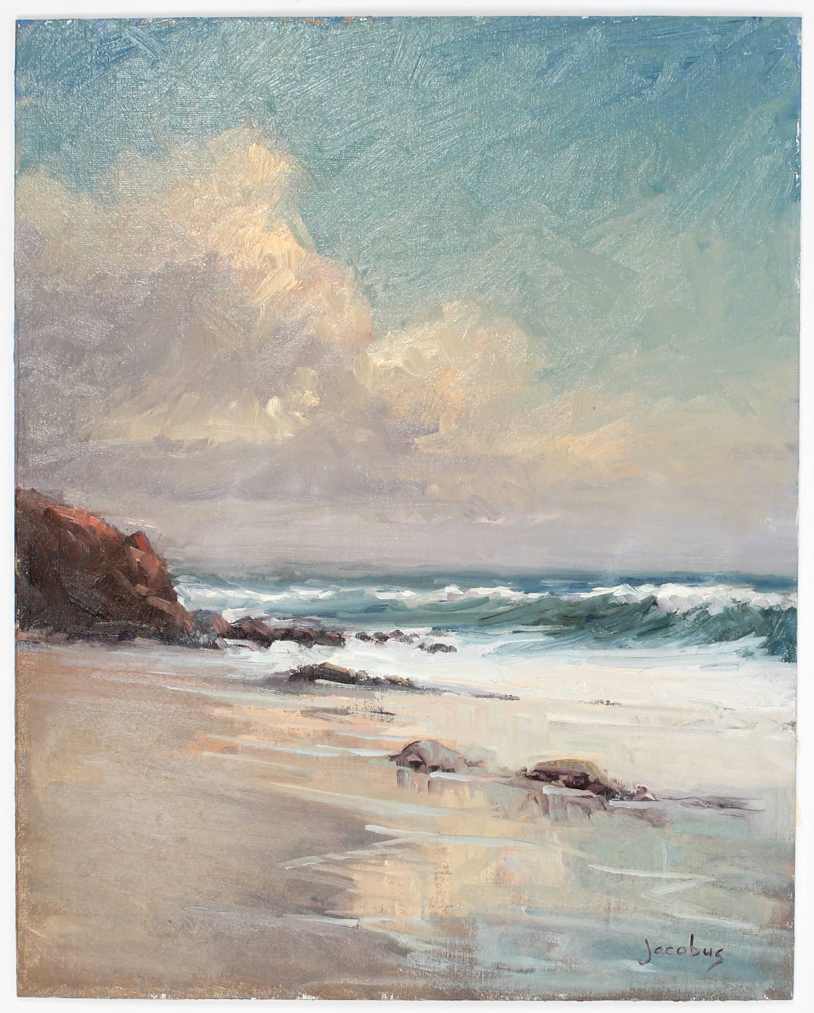 Jacobus Baas (ca/netherlands, B. 1945) Afternoon Surf, Plein Air Oil On ...