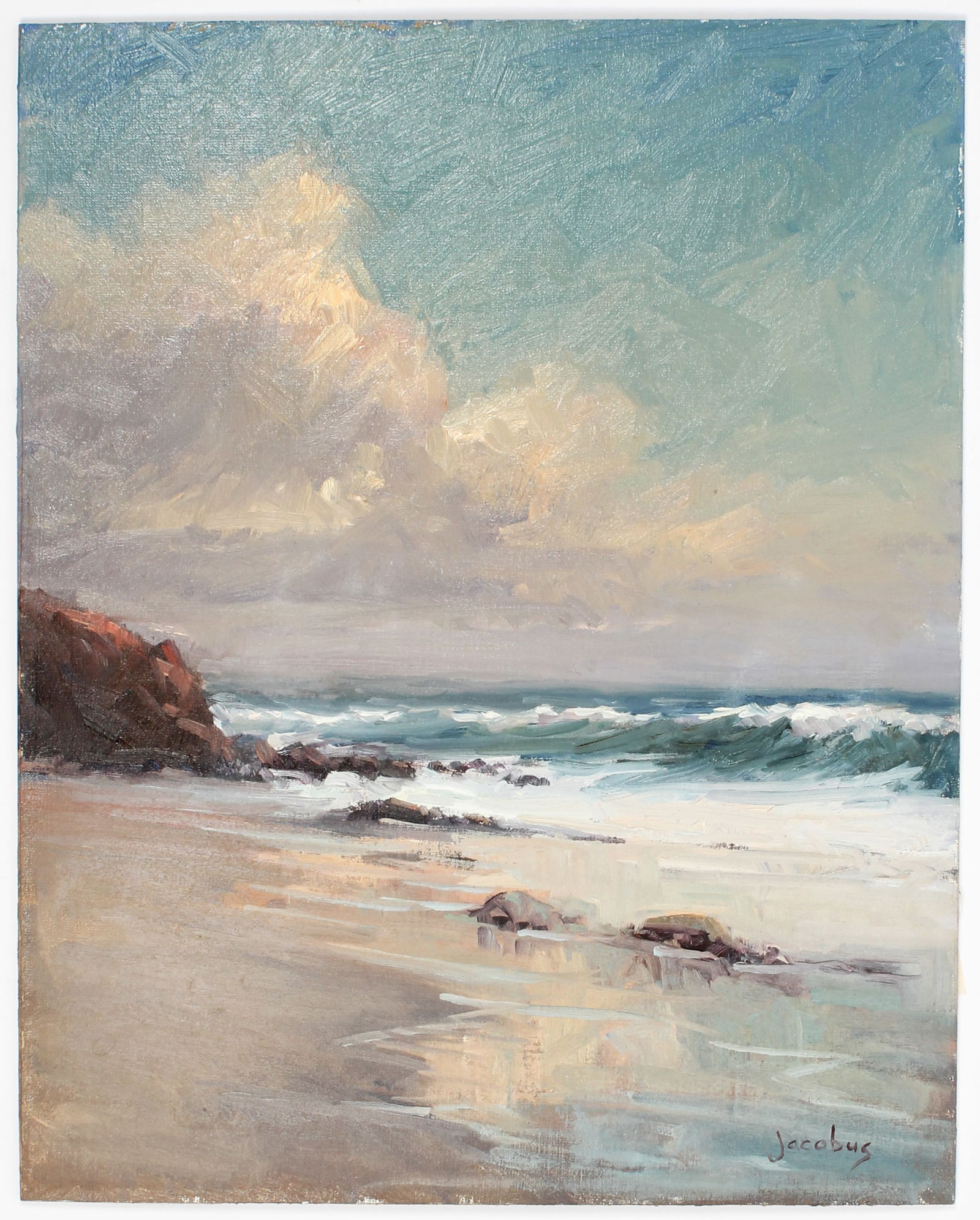 Jacobus Baas (ca/netherlands, B. 1945) Afternoon Surf, Plein Air Oil On ...