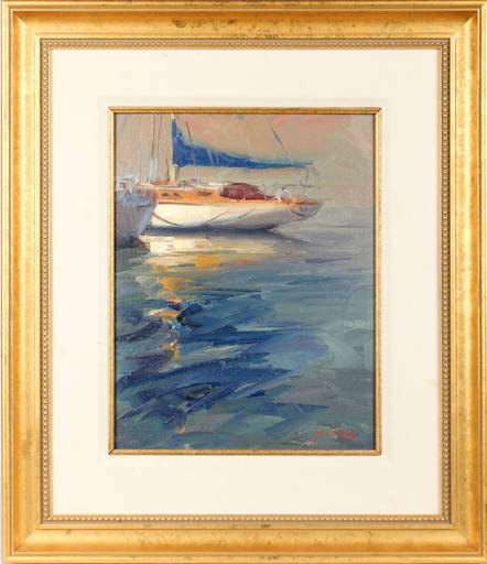 Jacobus Baas (ca/netherlands, B. 1945) Sunset Reflections, Plein Air ...