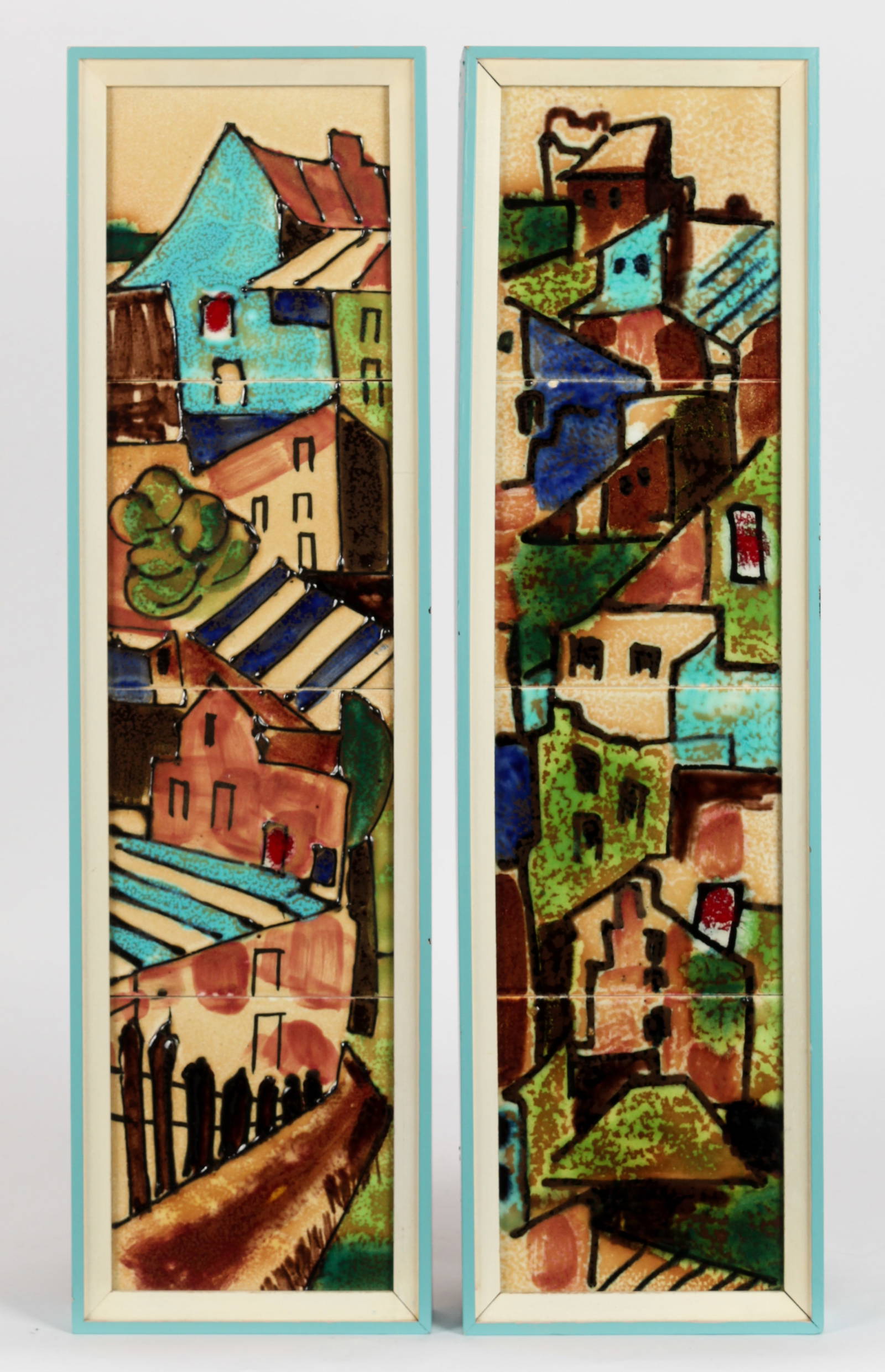 Harris Strong Art Tile Plaques, Mediterranean Scenes, Mid Century Auction