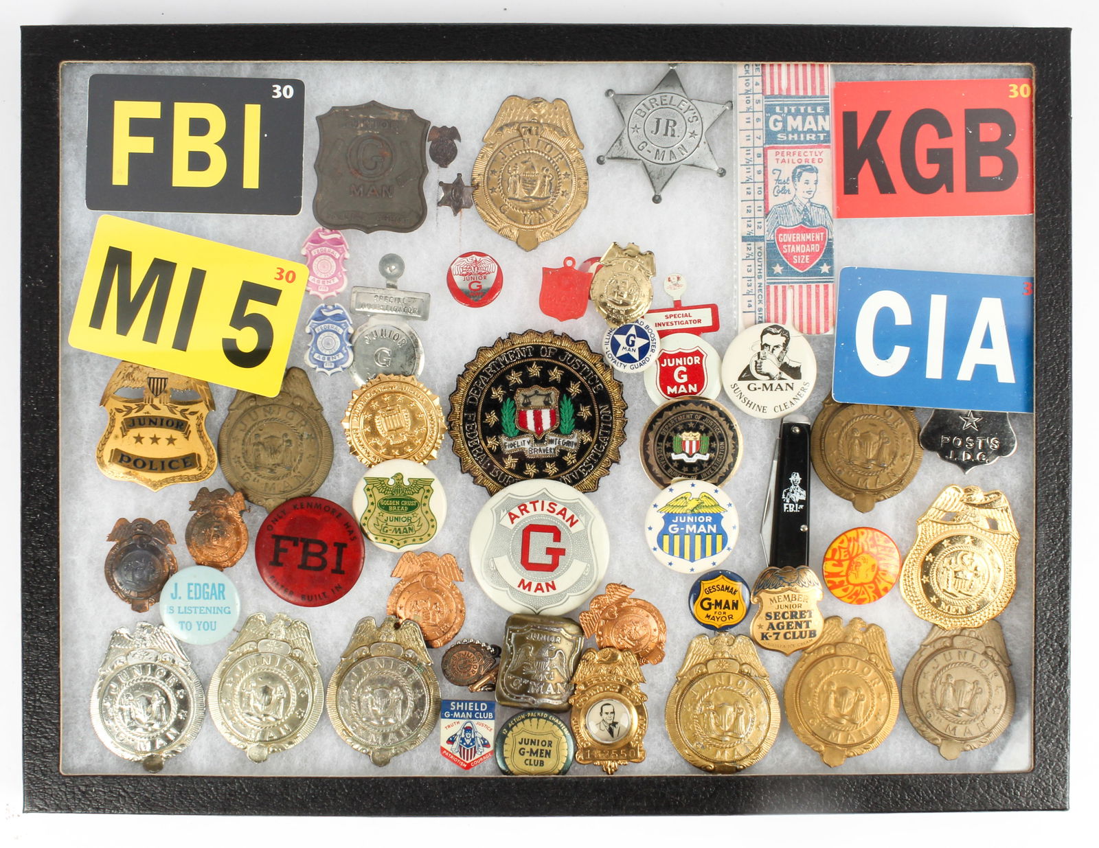 Fbi G-man Collector Display Box With Pins, Badges, Etc. Auction