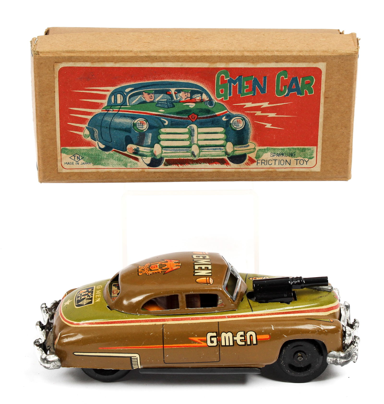 Vintage Tn Nomura Japan Tin Litho G-men Fbi Sparkling Friction Toy Car ...