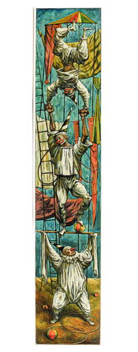 Lester Raymer (american, 1907 1991) Tumblers Iii, Oil On Masonite Painting