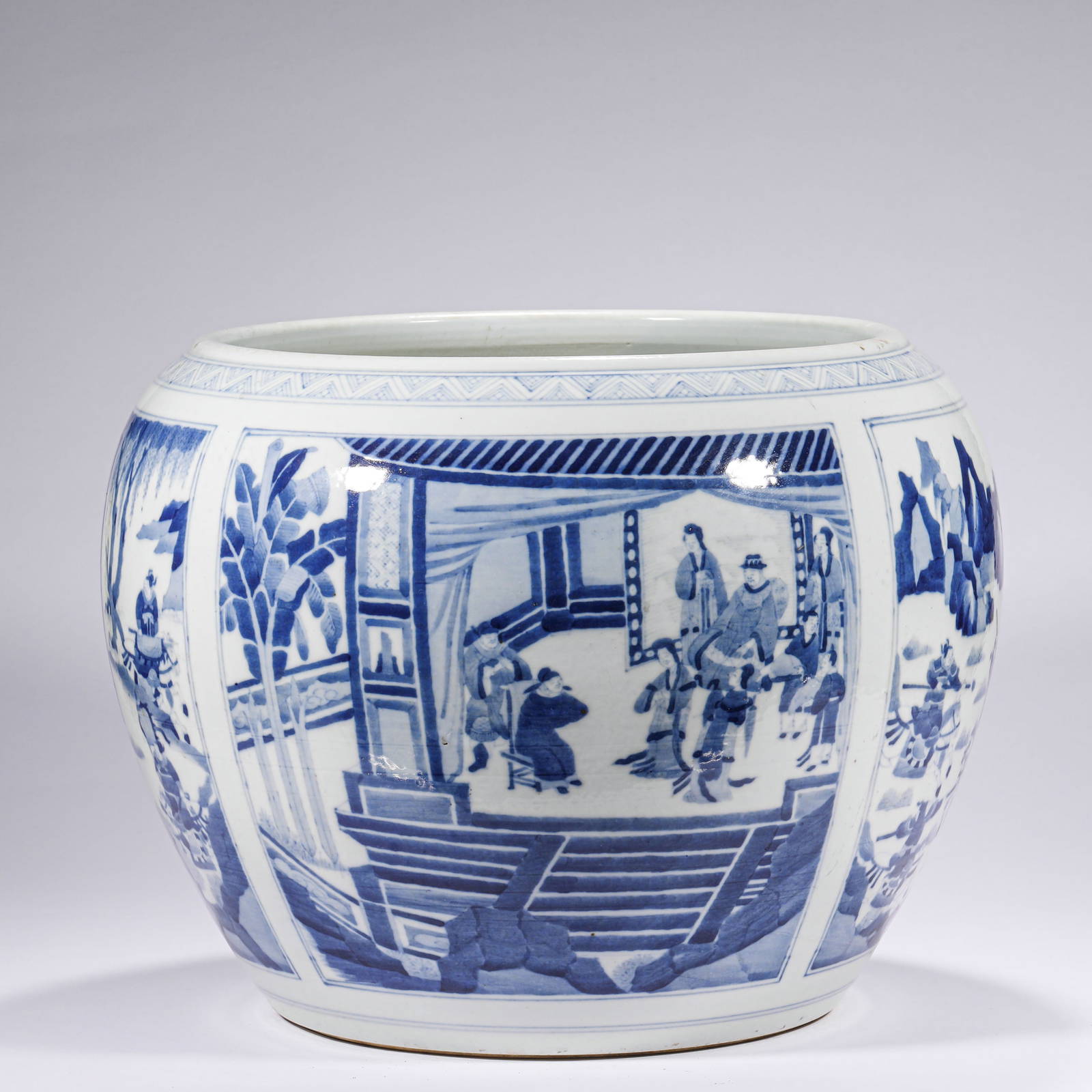 Ming Dynasty Blue And White Figure Pot Auction