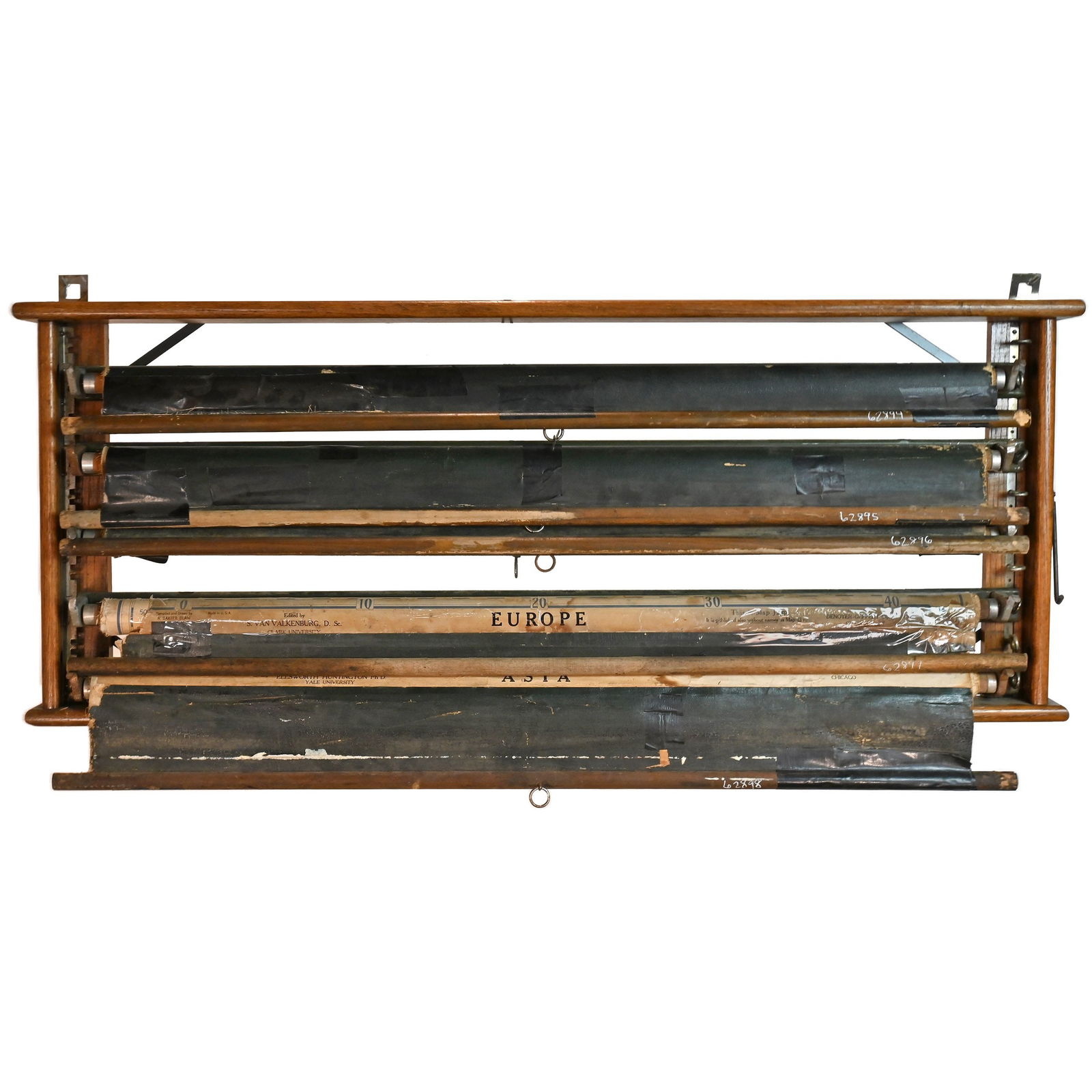 Denoyer Geppert Physical Political Series Map Set In Hanging Rack.