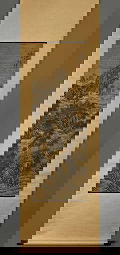 Yuan Jiang Cloud Pavilion Songshan Map On Silk Scroll Vertical Axis