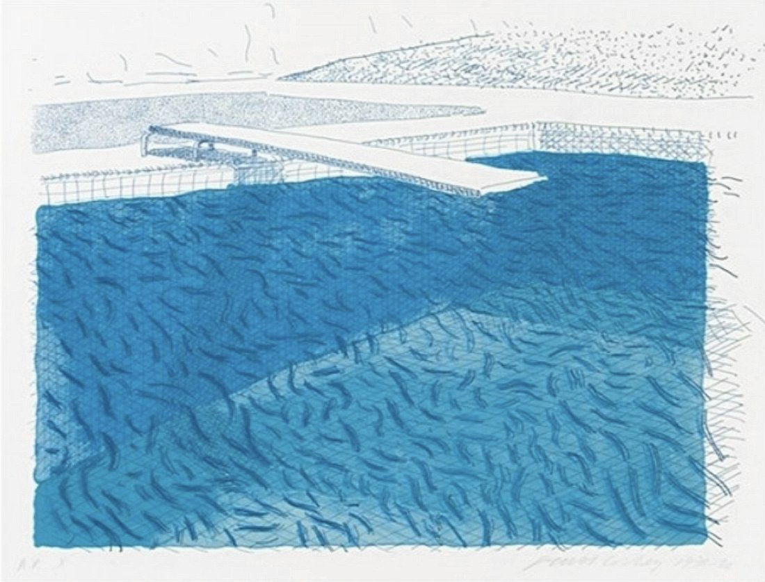 Lithograph of water made of lines, 1978 Lithograph David Hockney (#0005 ...