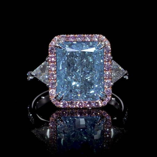 Gia 8.04 Ct. Fancy Light Blue & Pink Diamond Ring 18k