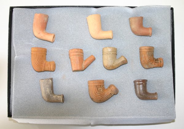 98A: Set of 10 Clay Indian Trade Pipes * AACA