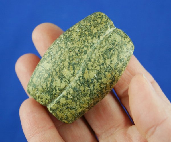 36: 2 1/8" Hardstone grooved loaf stone found in Kentuc