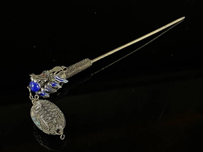 Antique Chinese Import Silver Dragon hat Pin (#0094) on Jan 08, 2023 ...