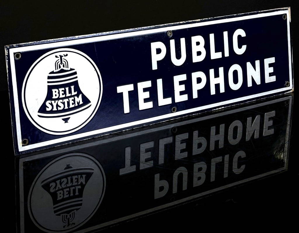 Porcelain Bell Systems Telephone Phone Booth Sign Auction