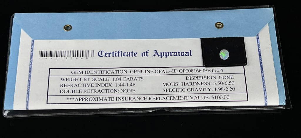 Certified 1.04 Carat Opal W/ Papers Auction