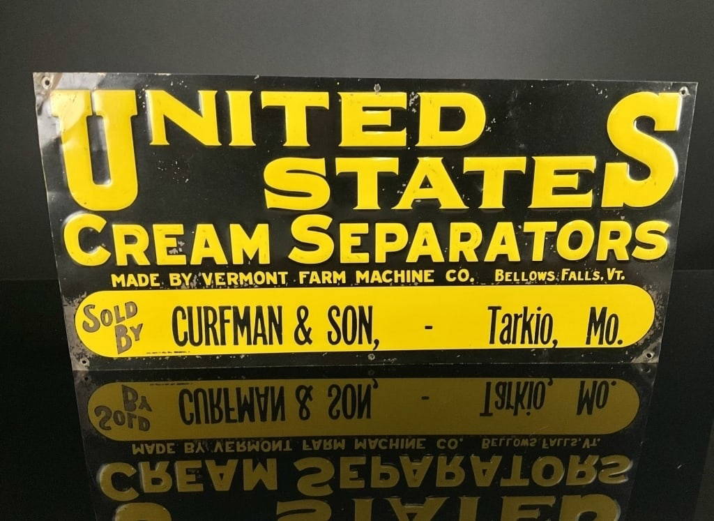 Vermont Farm Machines Co. Cream Separators Sign Auction