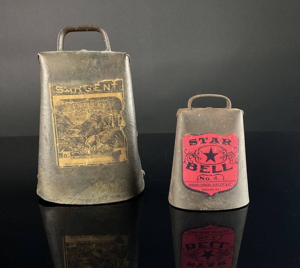 1900's Paper Label Adv. Cow Bells Great Graphics! Auction