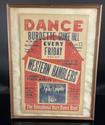 Burdette Grange Hall Western Ramblers Dane Poster