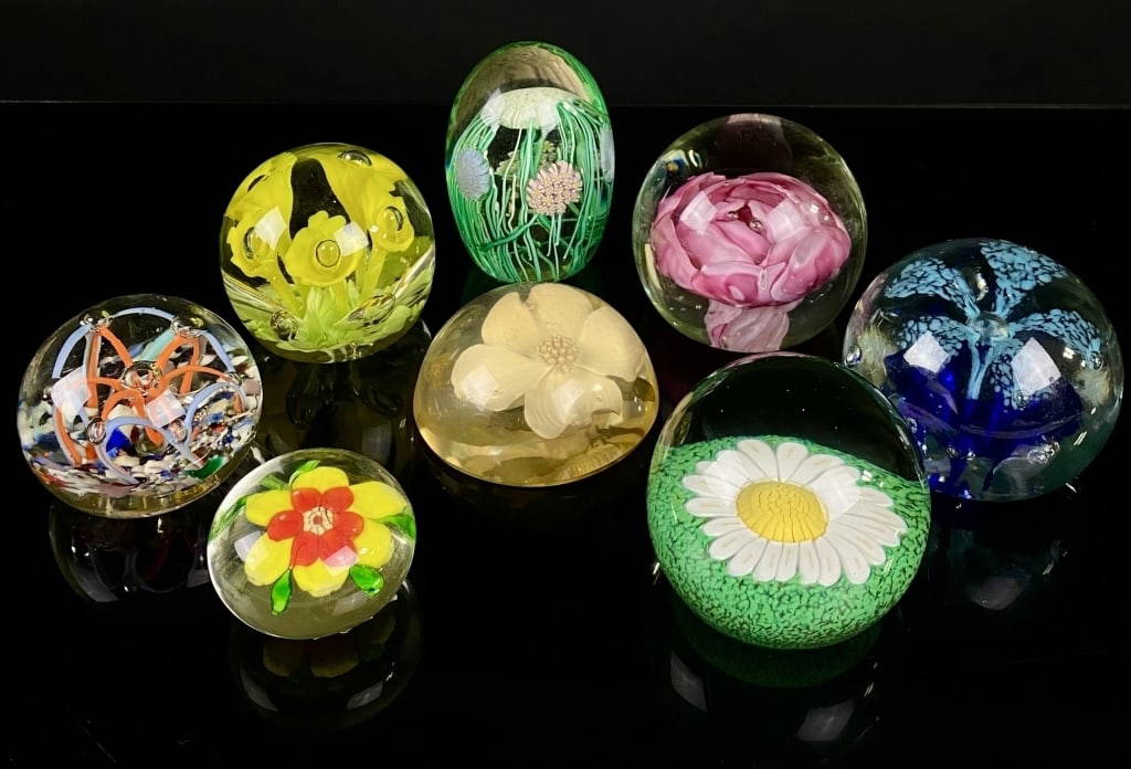 Floral Art Glass Paperweights Auction