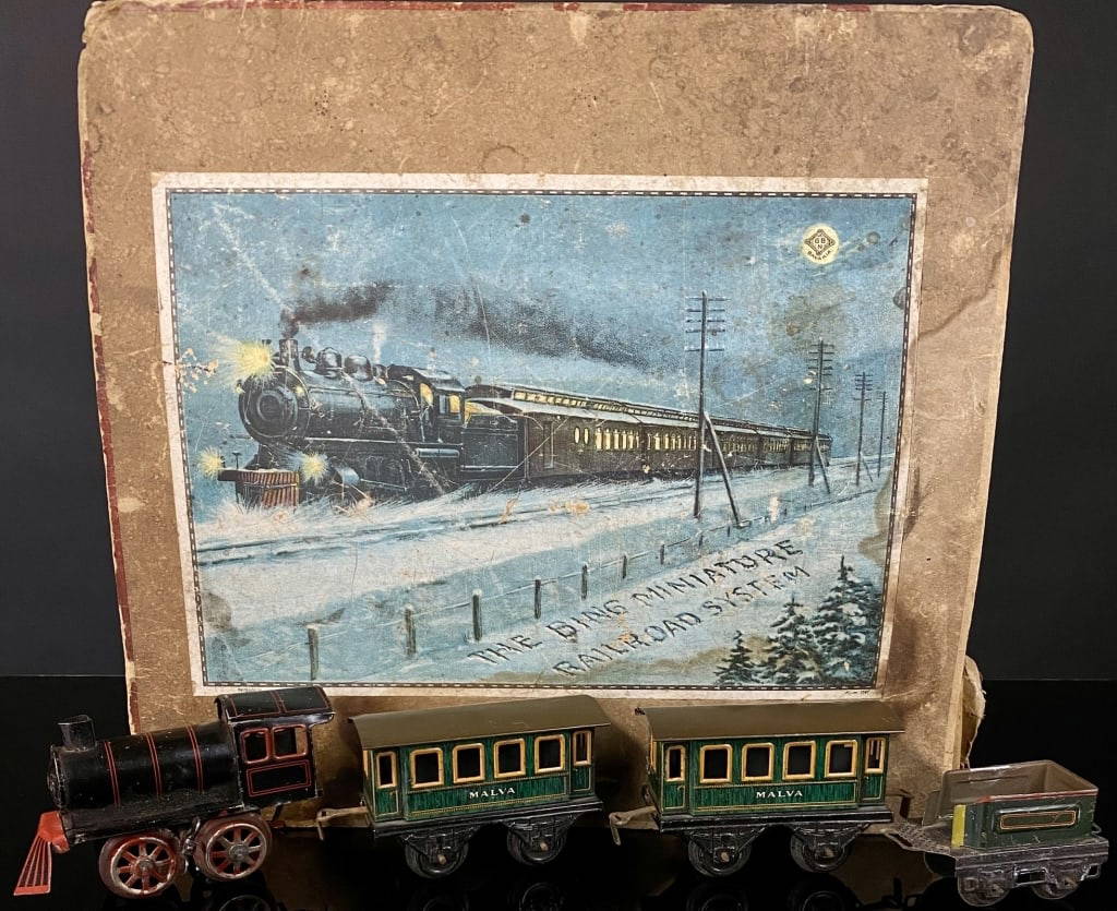 1920's German Toy Bing Train Set W/ Box Auction