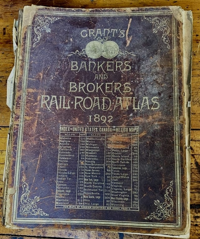 1892 Grant's Bankers & Brokers Railroad Atlas Auction