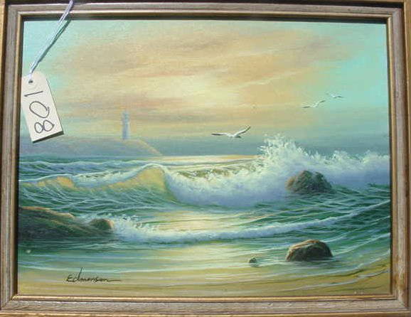 Signed Oil On Canvas Edmonson Painting Seascape