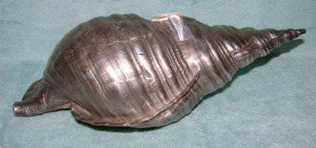 Lg 12lb Silver On Bronze Centerpiece Sea Shell