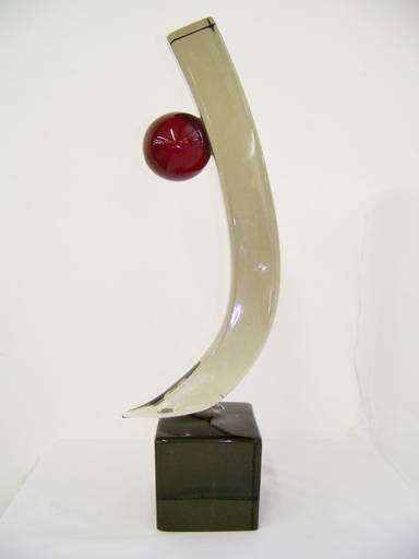Lg Abstract Art Glass Sculpture