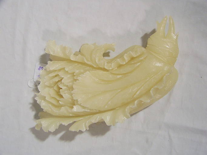 Vintage Carved Chinese White Jade Cabbage Carving