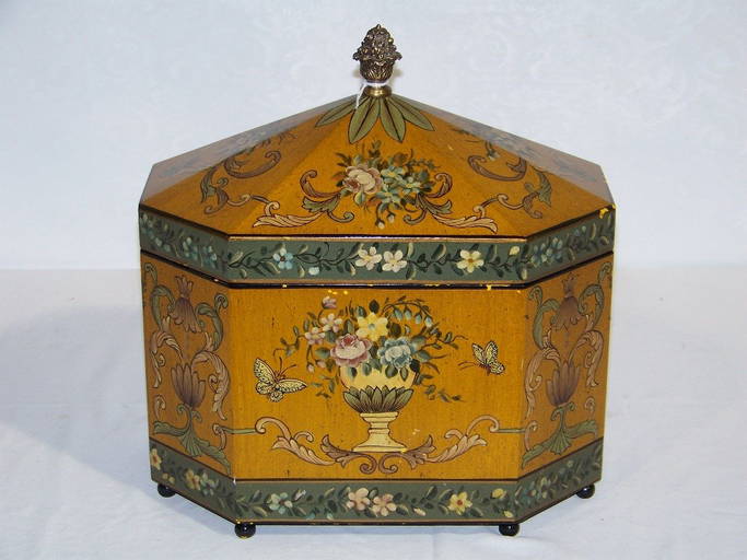 Fine Hand Painted Chelsea House Tea Caddy