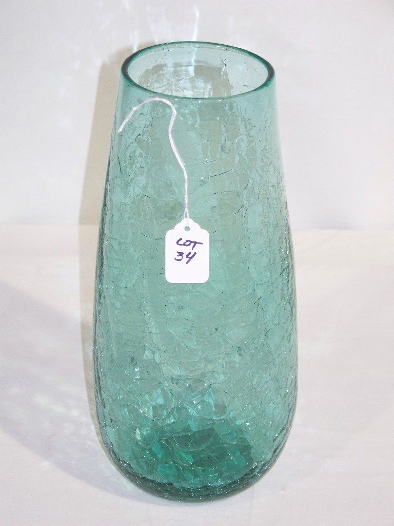 Early Blenko Crackle Glass Vase 12 1/2" Tall - Jun 22, 2013 | K&M ...