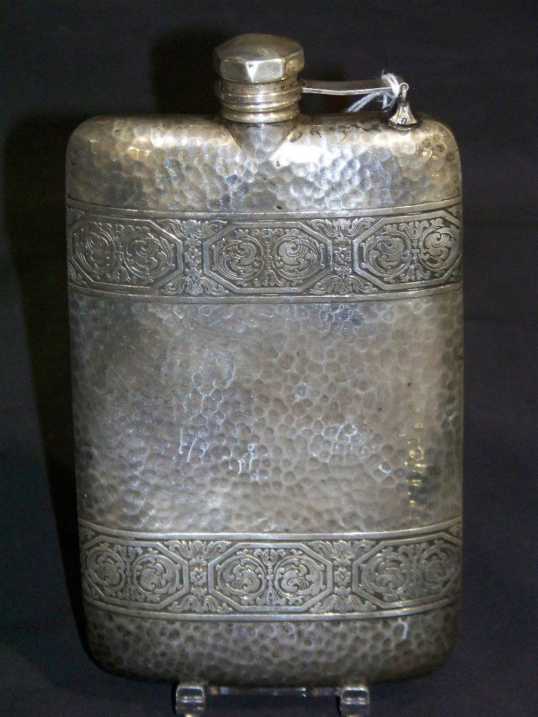 Vintage Hand Hammered Silver Flask by Apollo