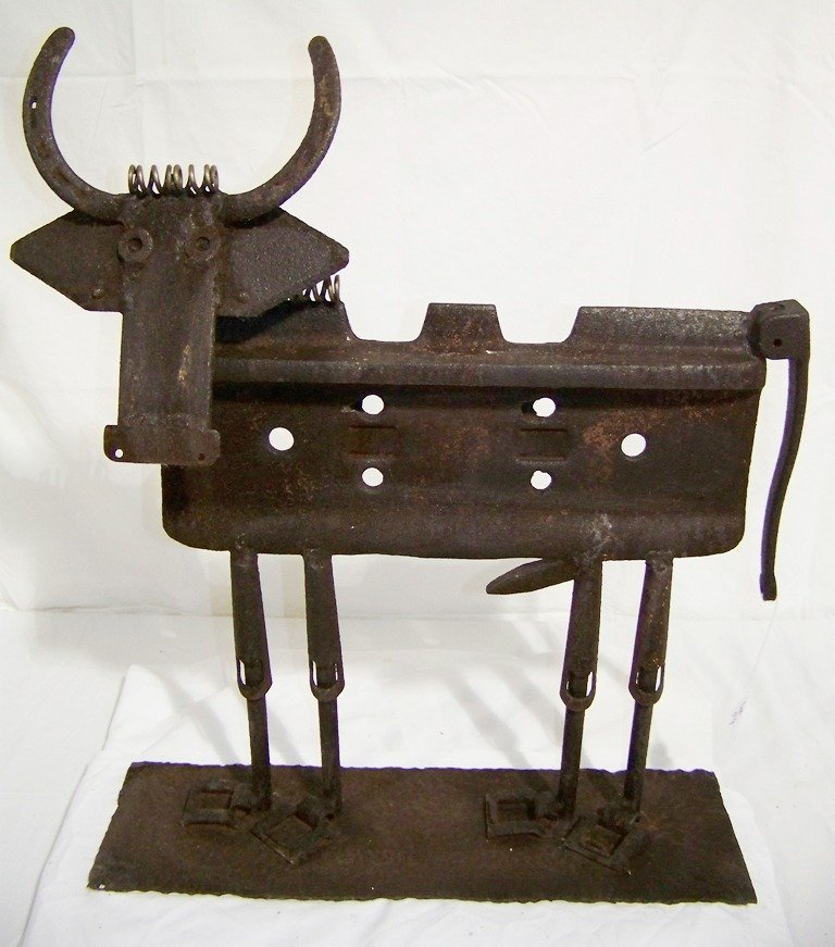 Vintage "Bill Heise" Folk Art Iron Sculpture of Bull - Oct 12, 2013 | K ...