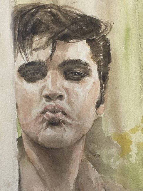 Lot Of 4 Original Drawings And 1 Watercolor By Frank Milner Of Elvis ...