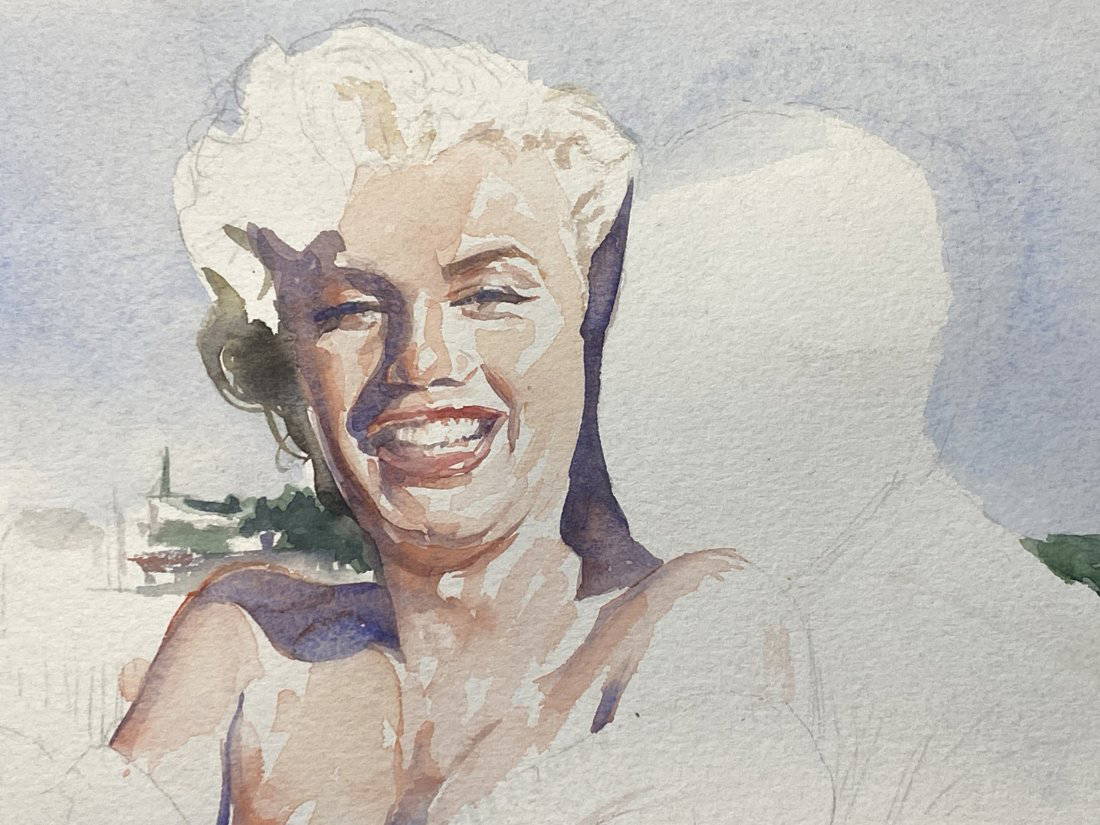 Lot Of 4 Original Drawings 1 Watercolor By Frank Milner Of Marilyn ...