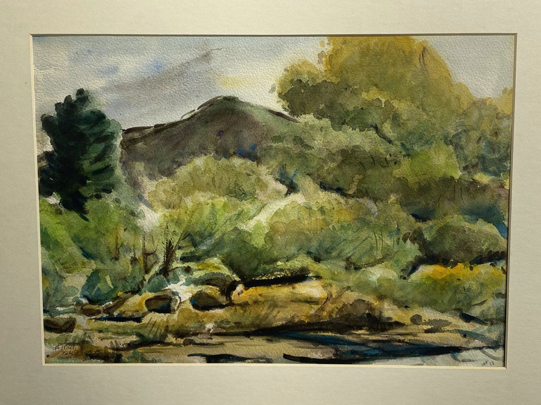 Buy Arthur Haddock Modernist Watercolor Of Arizona Landscape | Rust ...