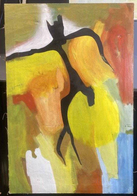 Frank Milner Abstract Mid Century Modern Oil Painting Auction