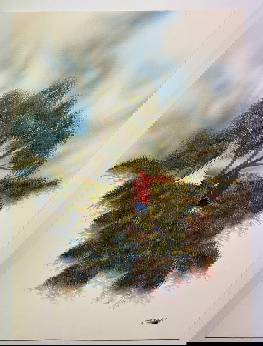 Buy Robert Redbird Kiowa Original Painting Surrealist Tepee With Trees ...