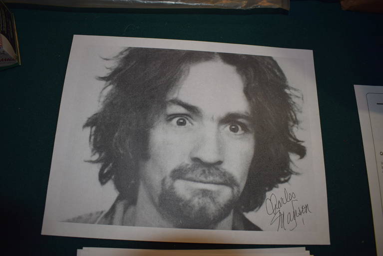 Charles Manson Cult Leader Signed Xerox Portrait Photo #2