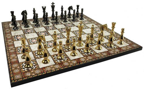 Rare Plastic Chrome Chess Set Figurines Board Game